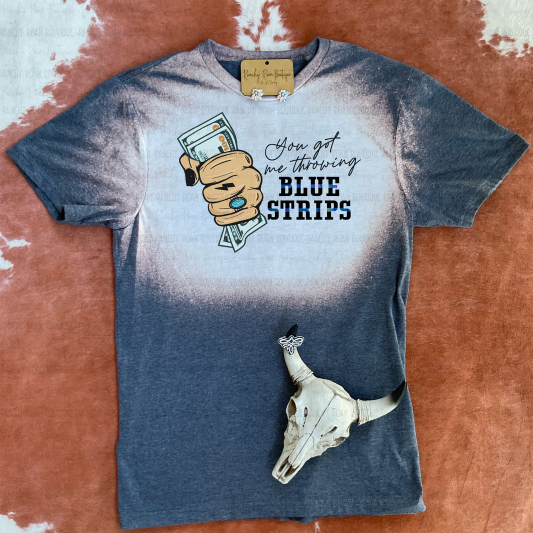 You Got Me Throwing Blue Strips Graphic Tee | Western Hustler Vibe